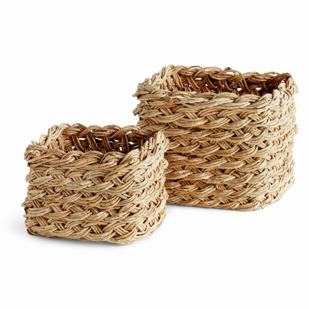 Abaca French Braid Square Baskets, Set of 2 - GDC Home